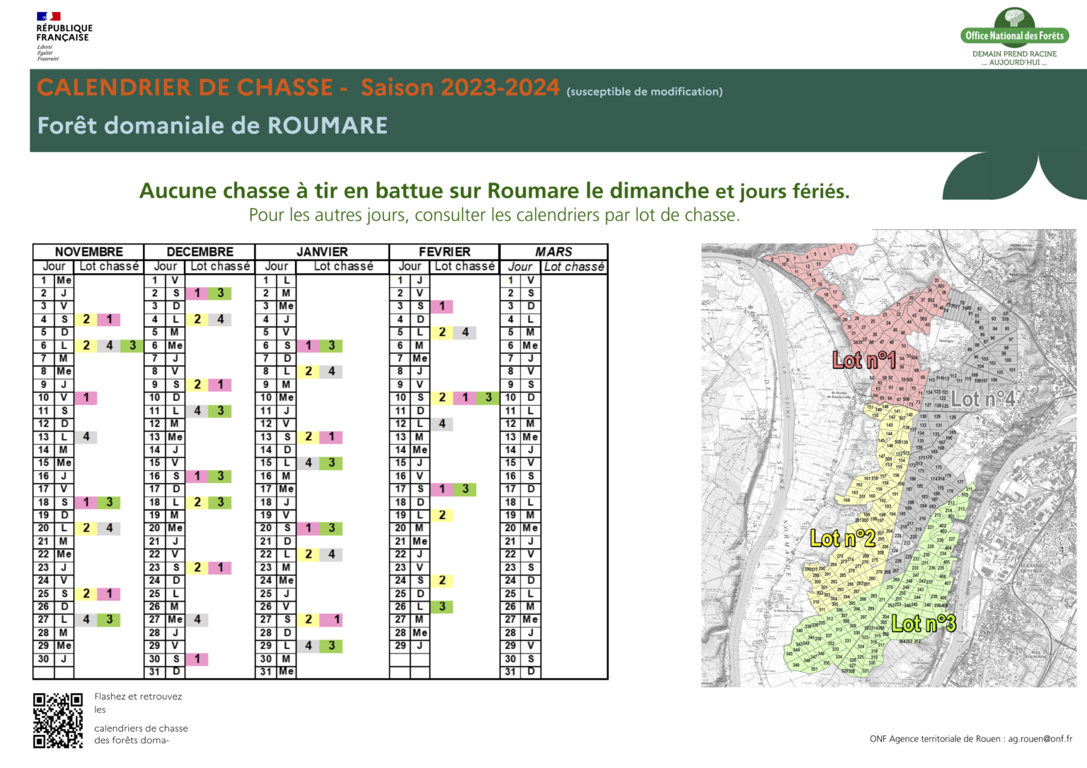 Calendrier de chasse 2023/2024 - Val de la Haye